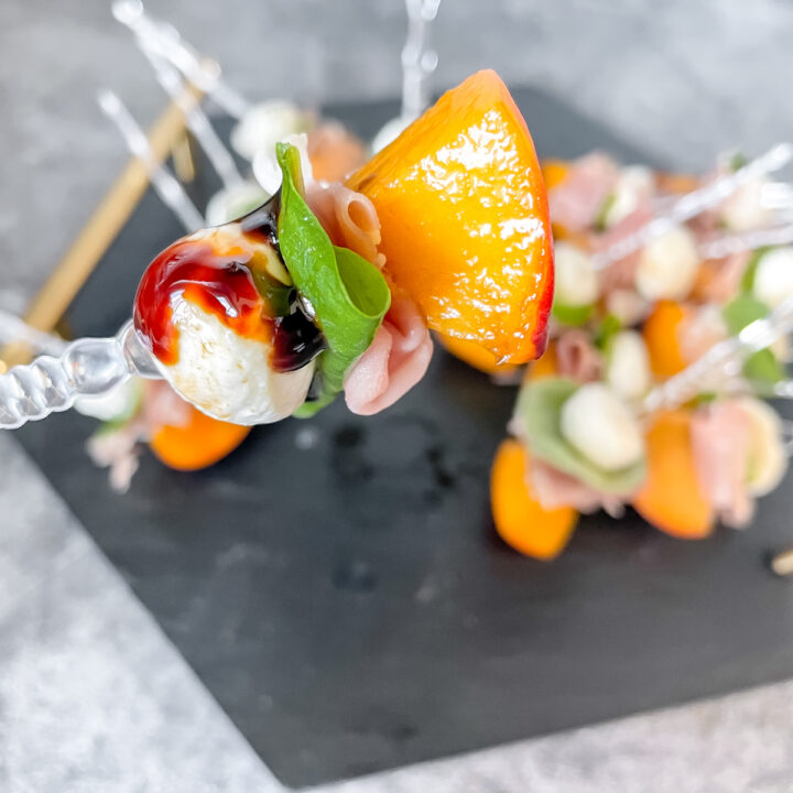 Peach & Bocconcini Balsamic Bites - Aqueena The Kitchen